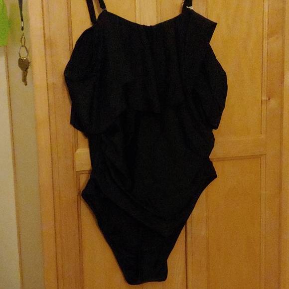 Swim | Black Ruffle Top Bathing Suit | Poshmark